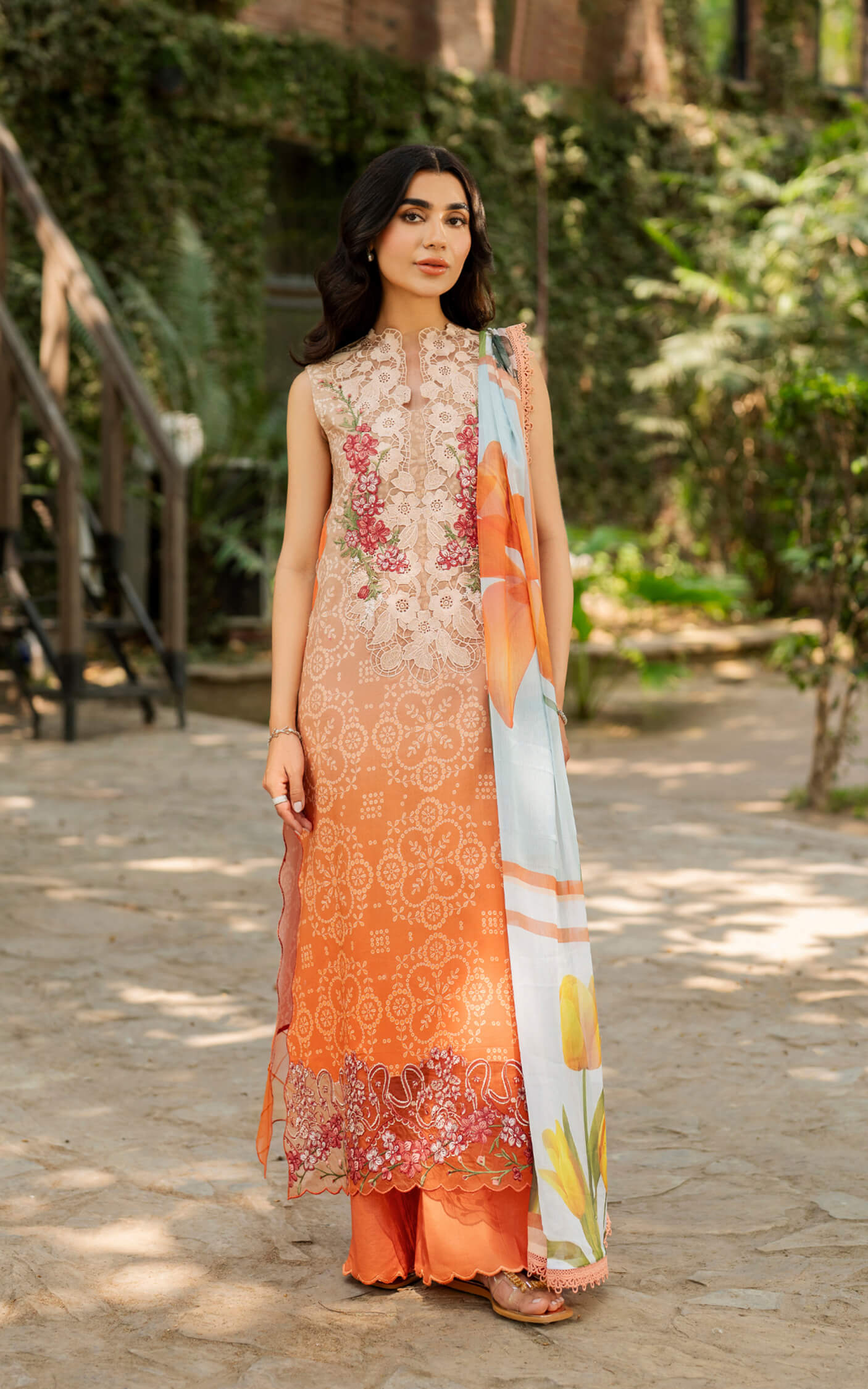 Peach Sorbet MSSL-02 | 3pcs Embroidered Unstitched Summer – Asifa & Nabeel