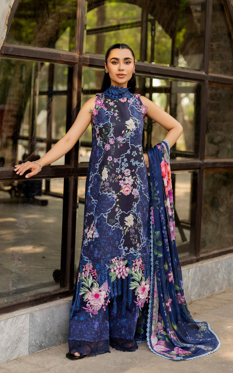 Indigo Craft MSSL-04 | 3pcs Embroidered Unstitched Summer – Asifa & Nabeel